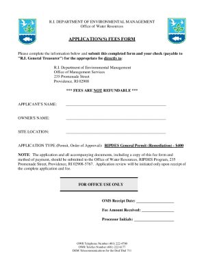 Fillable Online dem ri APPLICATION(S) FEES FORM Fax Email Print - pdfFiller