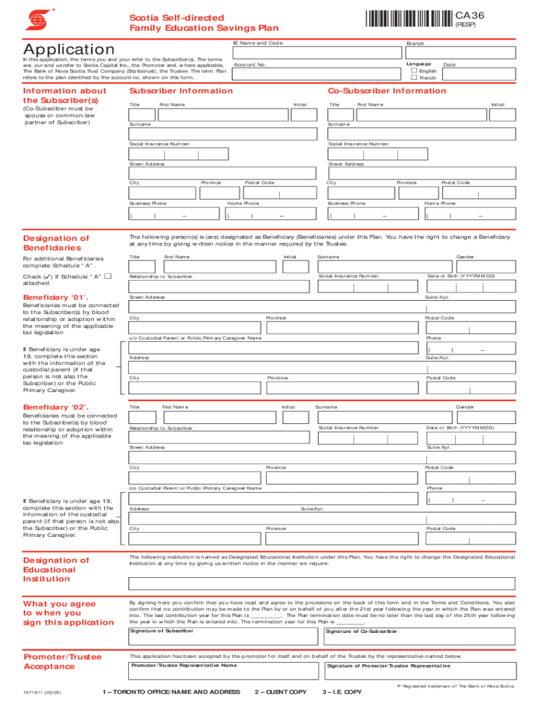 Fillable Online Download Scotia iTRADE RESP forms Fax Email Print ...