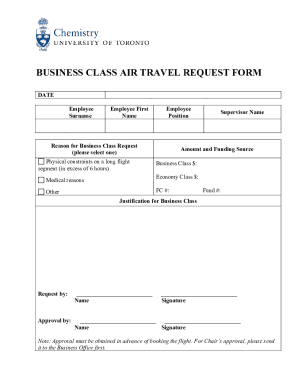 Fillable Online BUSINESS CLASS AIR TRAVEL REQUEST FORM Fax Email Print ...