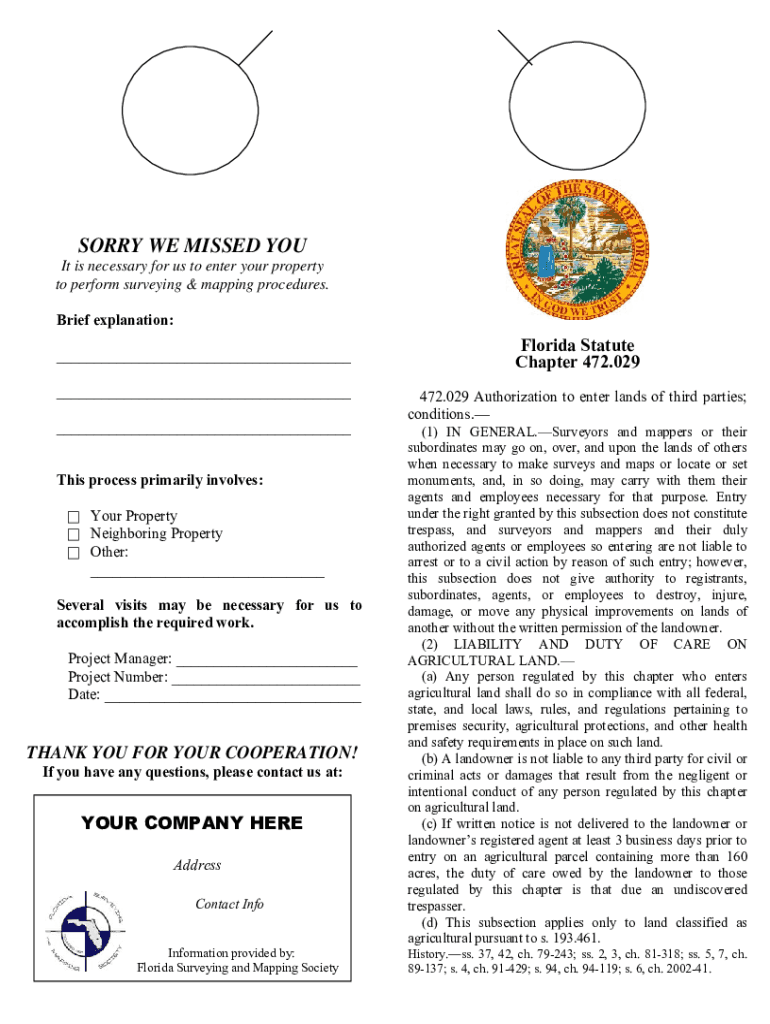 Fillable Online Right of Entry Door Hanger-2.doc Fax Email Print ...