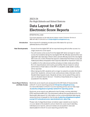 Fillable Online Data Layout for SAT Electronic Score Reports. Score ...
