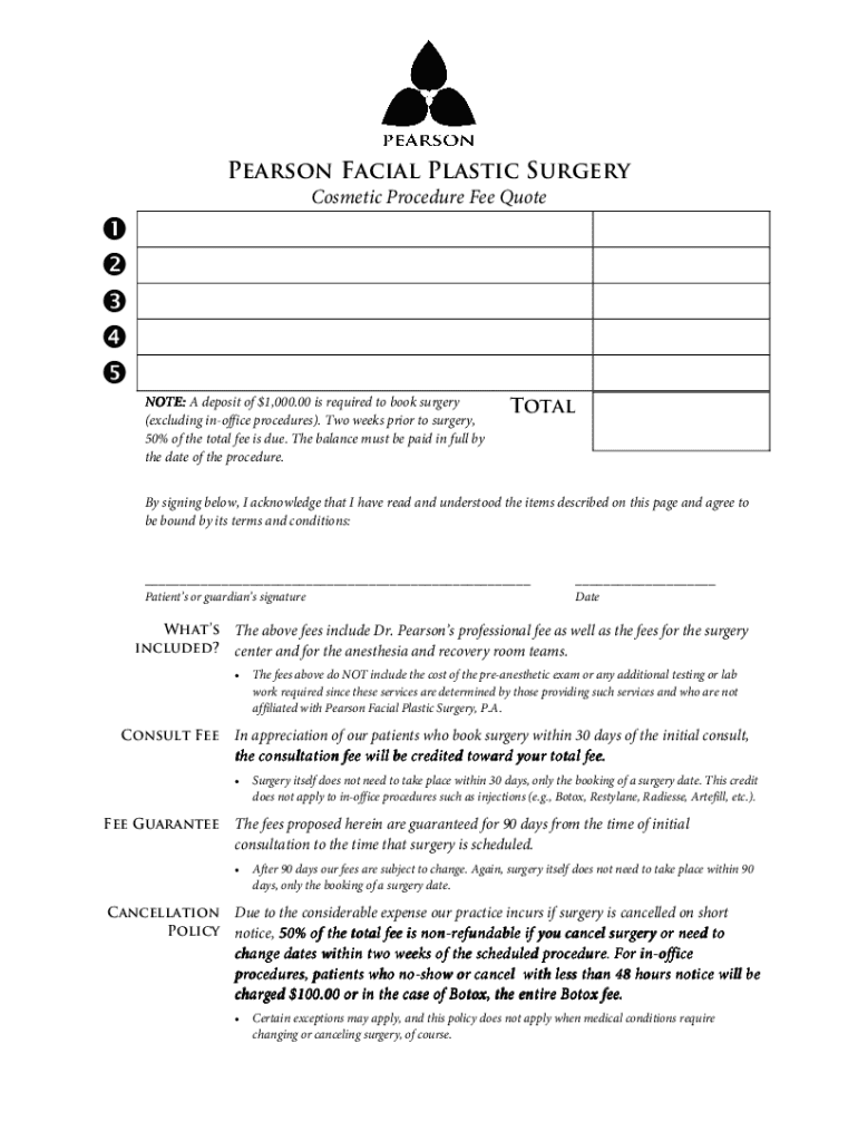 Fillable Online To schedule and hold a cosmetic surgery date a 10% ... Fax Email Print - pdfFiller