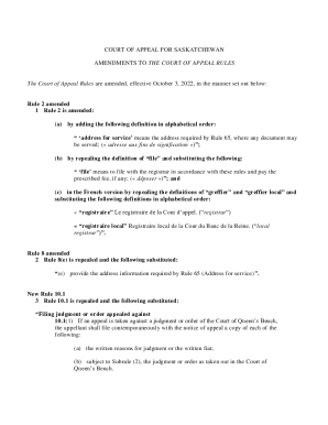 Fillable Online Important Changes to Court of Appeal Rules (Civil and ...
