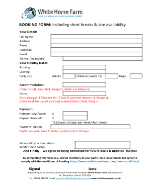 Fillable Online Free Online Holiday Booking Form Template Fax Email ...