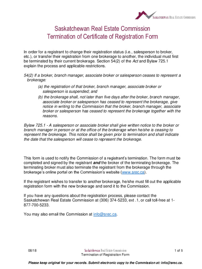 Fillable Online Termination of Certificate of Registration Fax Email ...