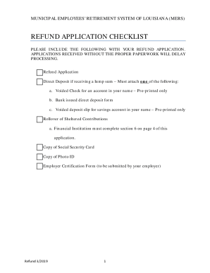 Fillable Online REFUND APPLICATION CHECKLIST Fax Email Print - pdfFiller