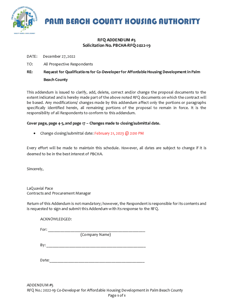 Fillable Online Addendum No. 5.pdf Fax Email Print - pdfFiller