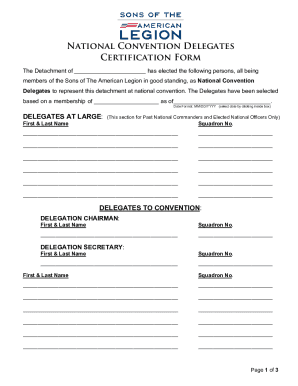 Fillable Online SAL National Convention - Delegate Form Fax Email Print ...