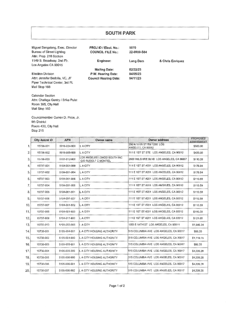 Fillable Online Prop 218 - LA Bureau of Street Lighting - City of Los ...
