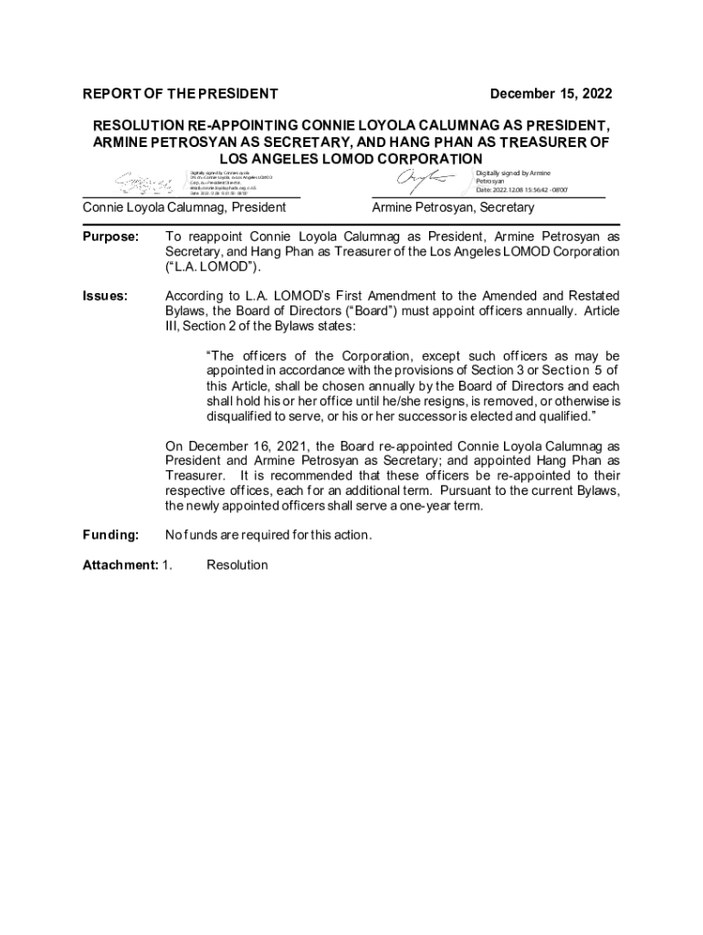 Fillable Online la lomod officer appointment Fax Email Print - pdfFiller