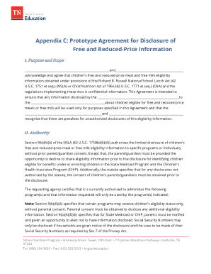 Fillable Online Limited Disclosure of Children's Free and Reduced Price ...