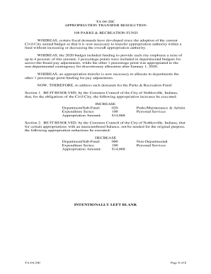 Fillable Online TA-04-20C APPROPRIATION TRANSFER RESOLUTION ... Fax ...