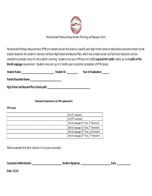 Fillable Online Personalized Pathway Requirement Planning and Request ...