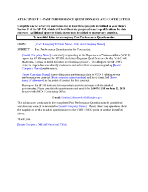 Fillable Online Past Performance Questionnaire (PPQ) Template Fax Email ...