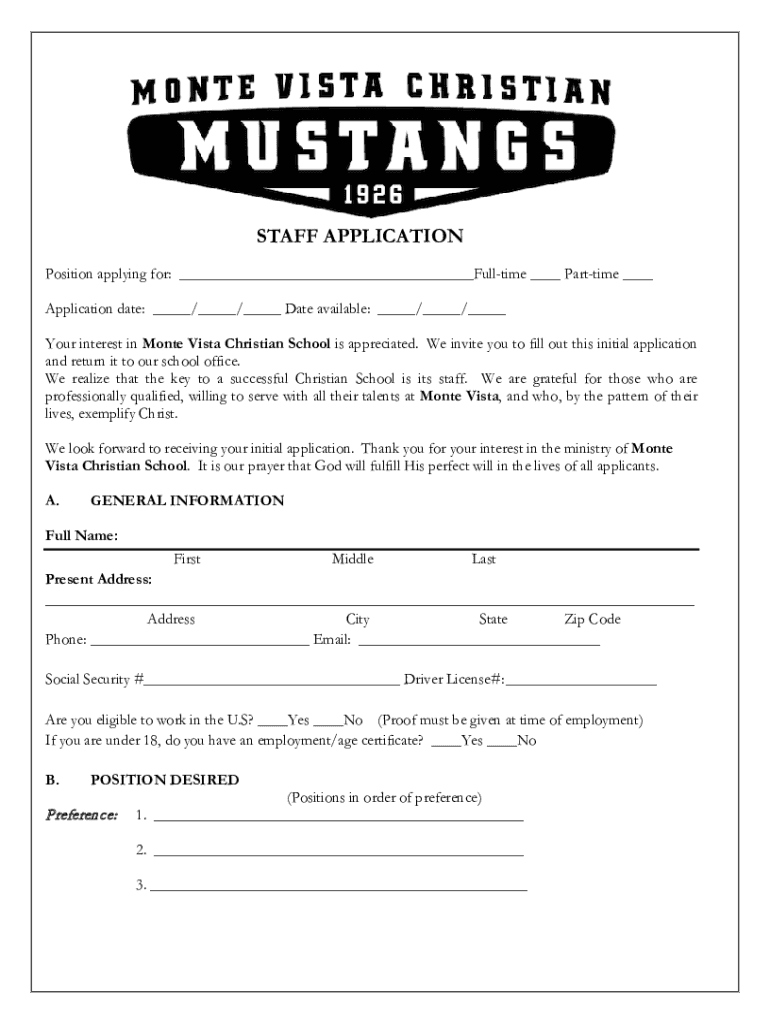 Fillable Online TEACHER APPLICATION - Cornerstone Christian School Fax ...