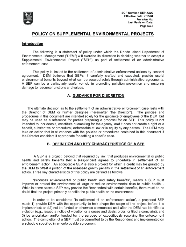 Fillable Online dem ri RI DEM/Compliance and Inspection- Policy on ...