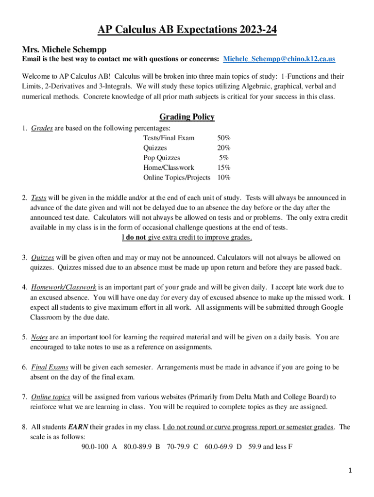 Fillable Online Schempp, Michele / AP Calculus AB Fax Email Print ...