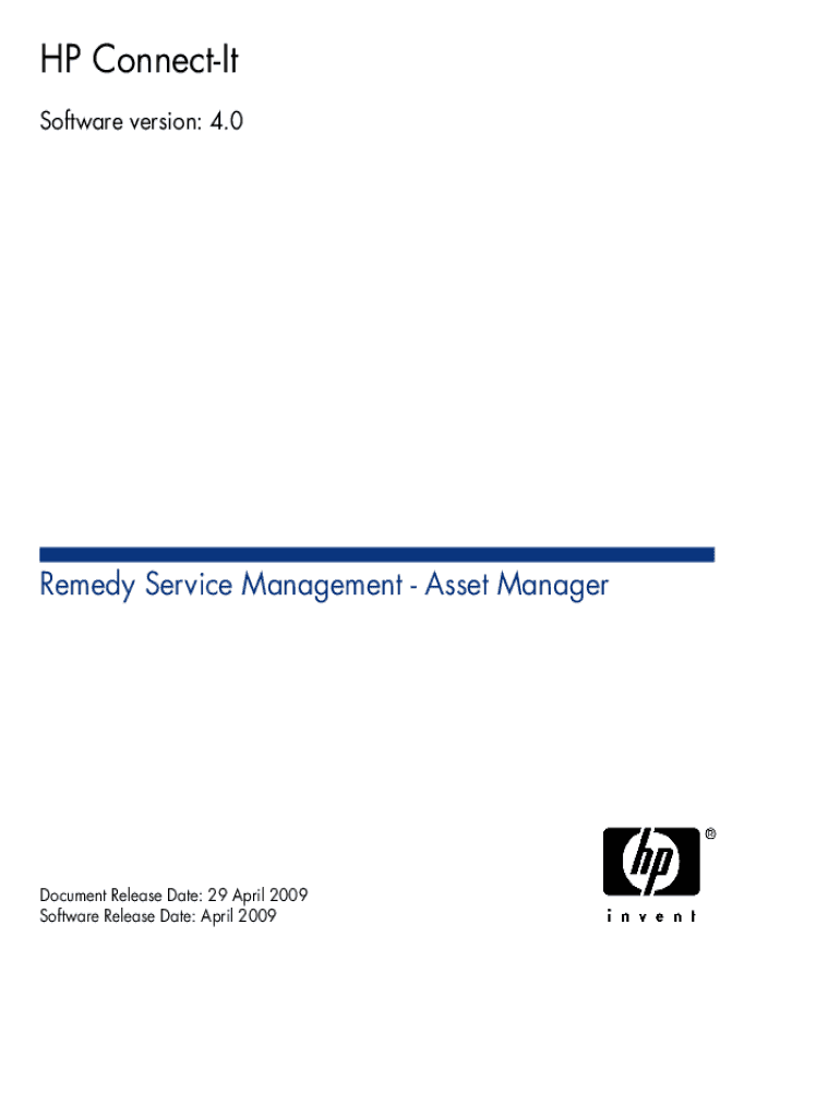 Fillable Online HP Connect-It 4.0 - Remedy Service Management - Asset ...