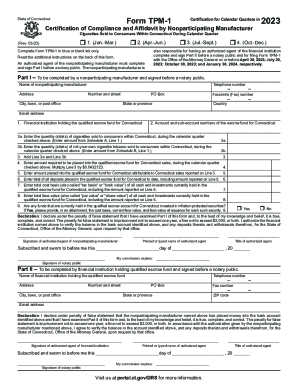 Fillable Online Form TPM-1, Certification of Compliance and Affidavit ...