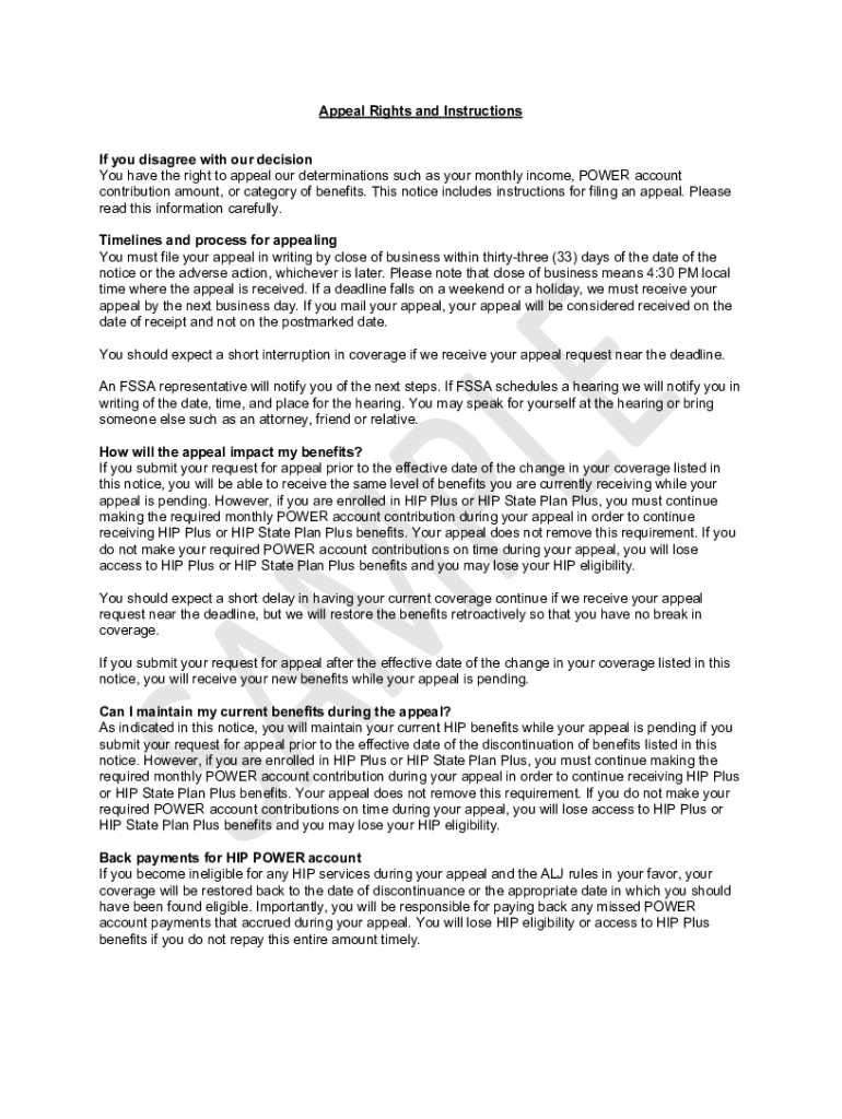 Fillable Online Appeal Rights and Instructions. Appeal Rights and ...