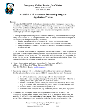 Fillable Online MIEMSS' CPS Healthcare Scholarship Program Application ...