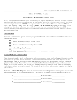 Fillable Online Authorization Verbal/Written Communication ...