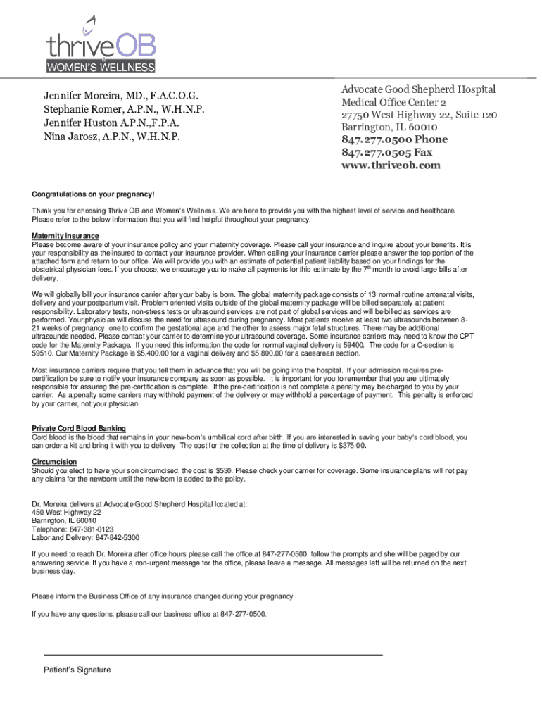 Fillable Online Jennifer Moreira, MD., F.A.C.O.G. Stephanie Romer, A.P ...