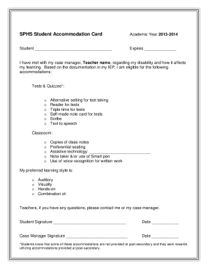 Fillable Online Letter of Accommodation - Office of Disability Services ...