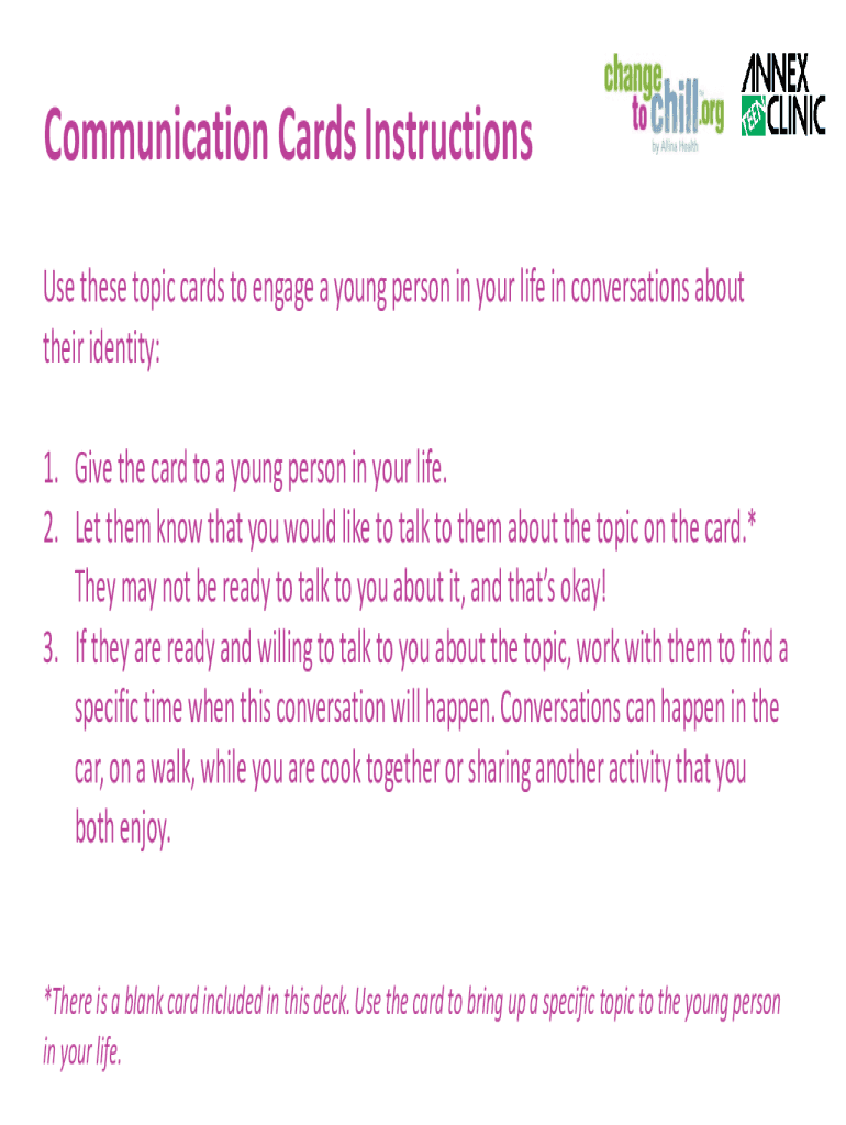 Fillable Online Communication Cards Instructions Fax Email Print ...