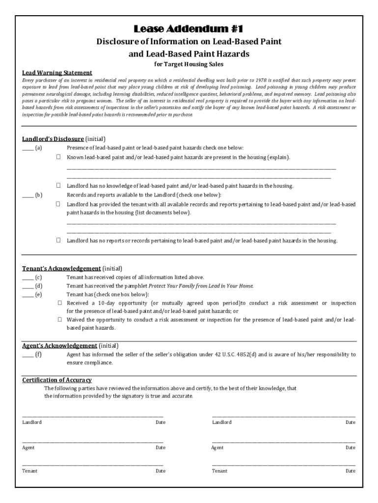 Fillable Online Addendum To Lease Agreement Florida - Fill Online ...