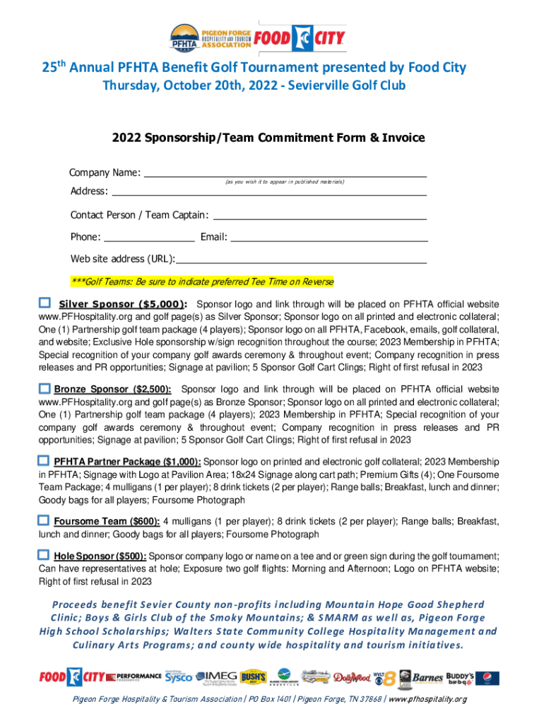 Fillable Online 2022 Golf Commitment Form and Invoice Fax Email Print ...
