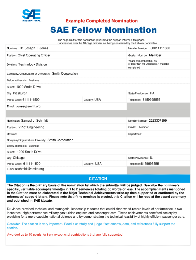 Fillable Online Our Honorary Fellows nomination form Fax Email Print ...