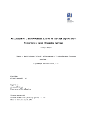 Fillable Online research cbs An Analysis of Choice Overload Effects on the User ... Fax Email ...