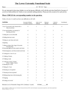 Fillable Online The Lower Extremity Functional Scale (2) Fax Email ...