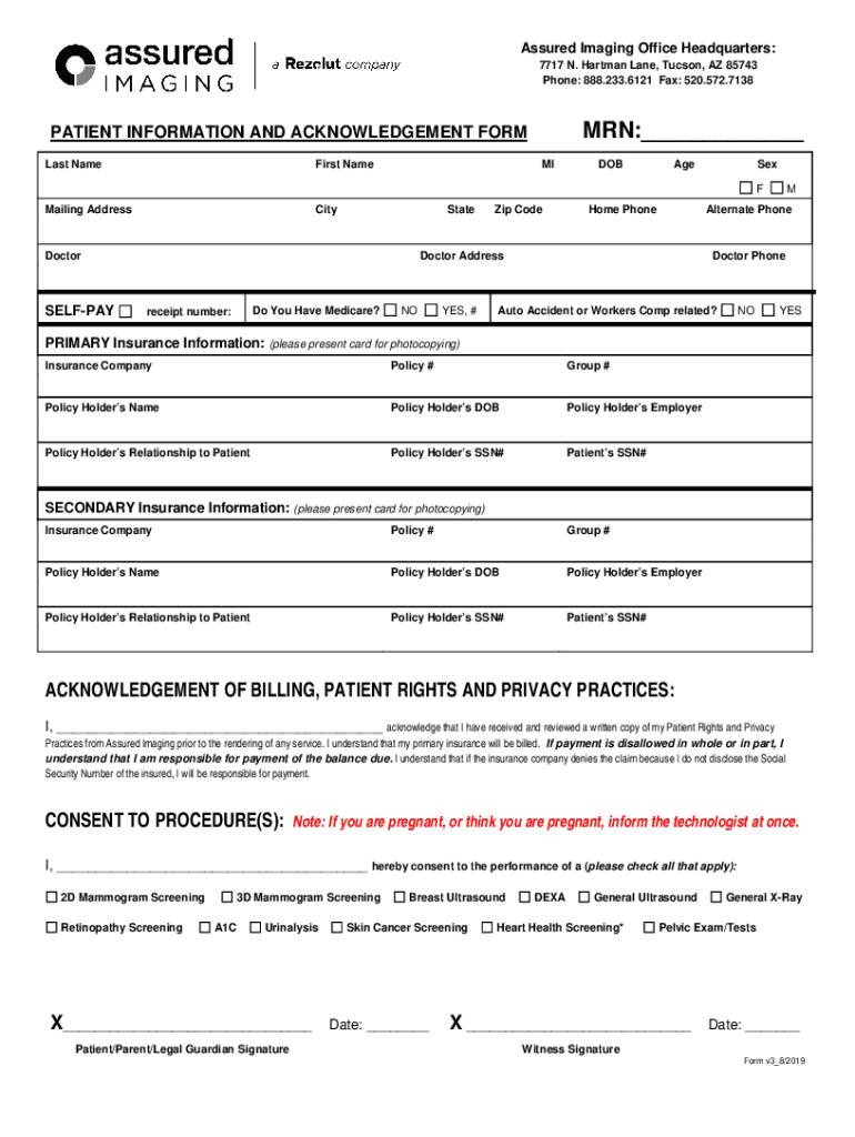 Fillable Online Patient Services - Assured Imaging Fax Email Print - pdfFiller