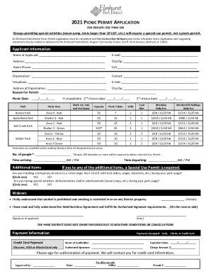 Fillable Online Park Special Use and Other Park Permits - Web Page Fax ...