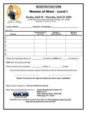 Fillable Online m usw 2023 WOS Level I Registration Form3.doc Fax Email ...