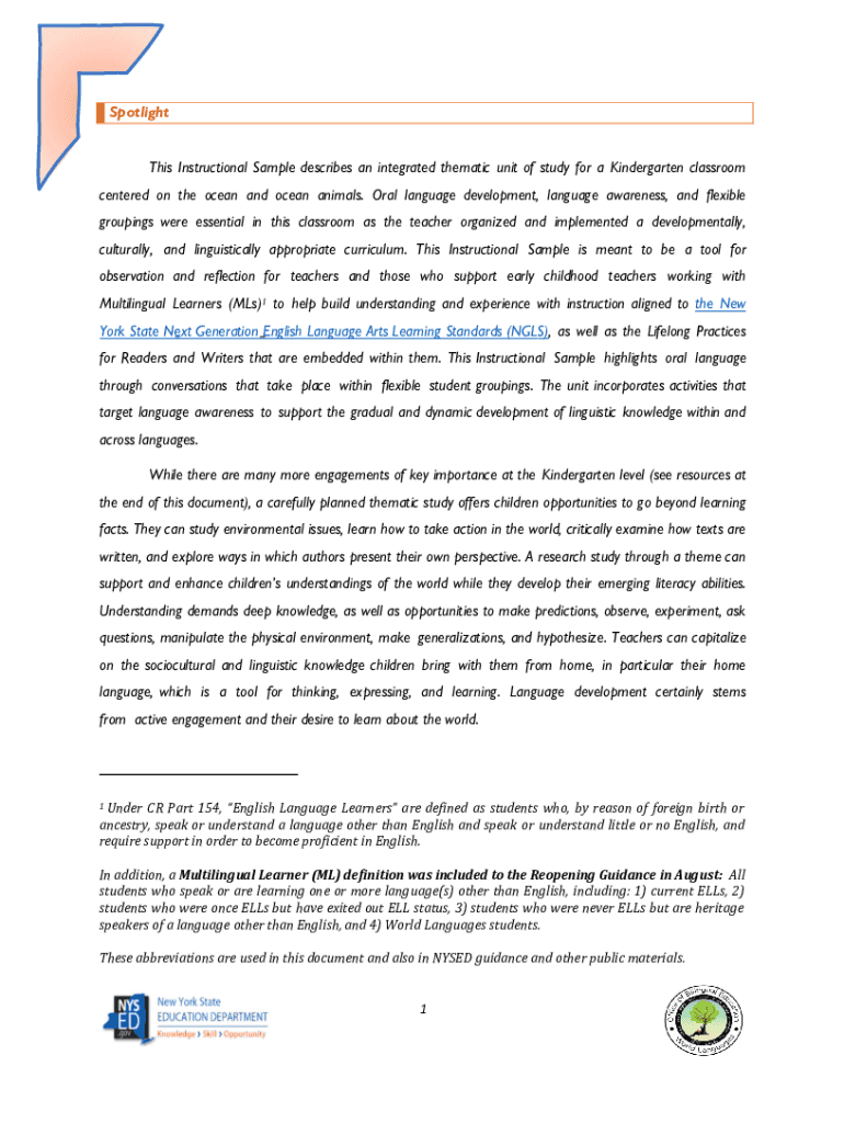 Fillable Online Instructional Sample Practice for a Kindergarten ...