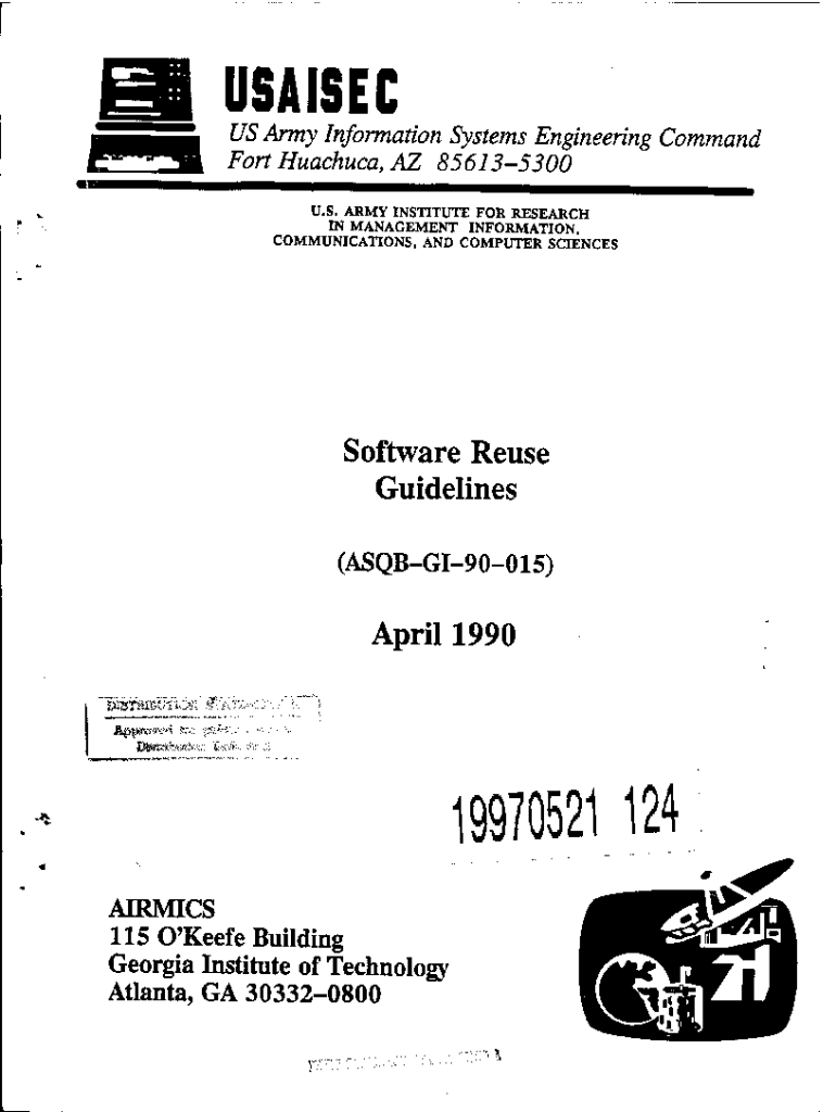 Fillable Online Software Reuse Guidelines,. Guidelines for U.S. Army development groups ...