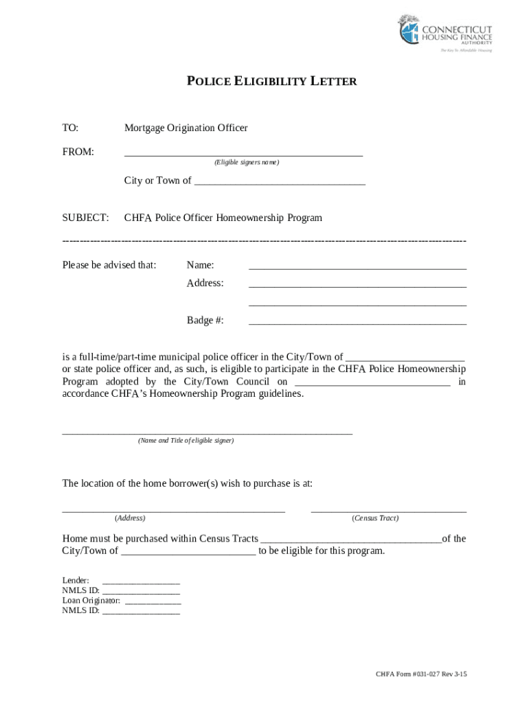 Police Eligibility Letter Doc Template | pdfFiller