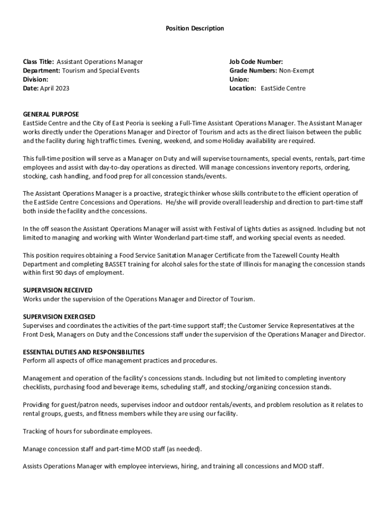 Fillable Online Job Profiles : Classification and Compensation Fax ...