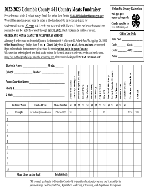 Fillable Online Country Meats: Smoked Meat Sticks Fundraiser Fax Email ...