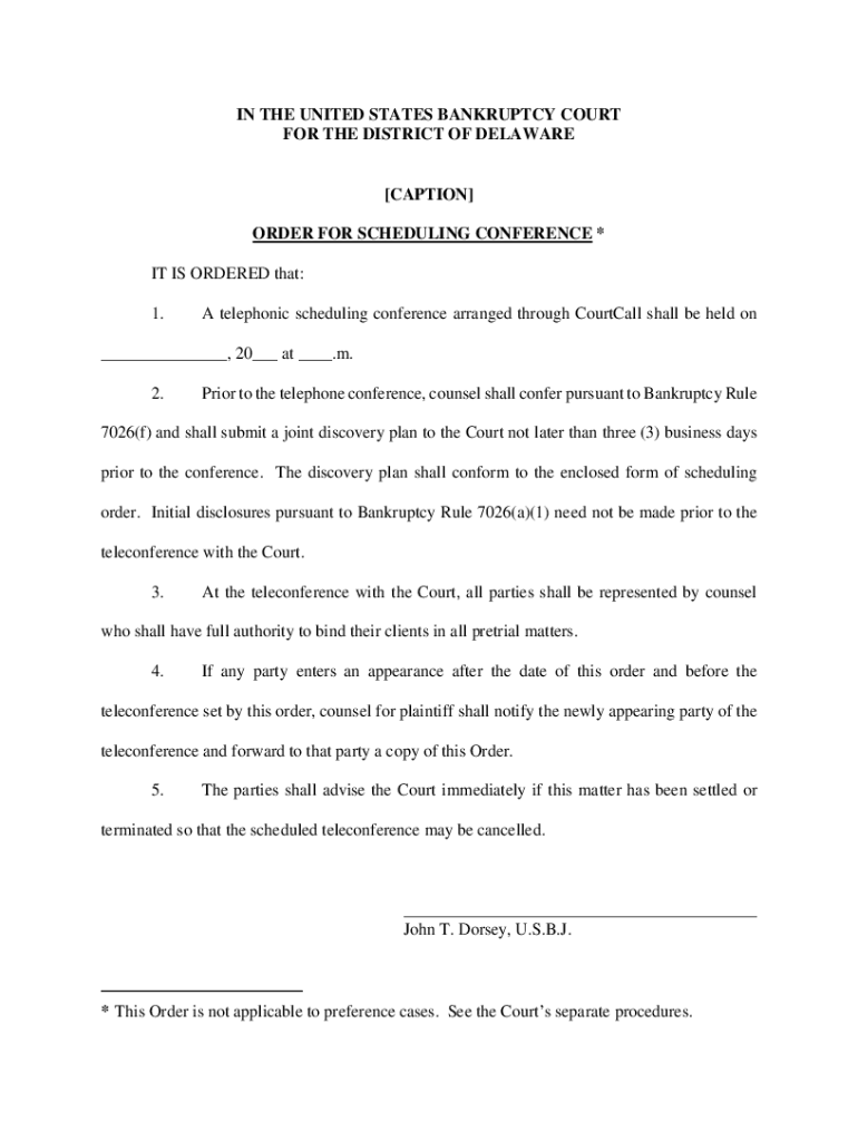 Fillable Online Rule 7016-1 Fed. R. Civ. P. 16 Scheduling Conference ...