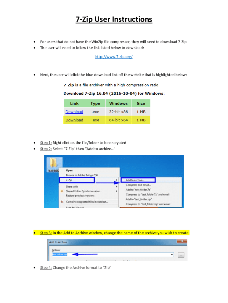 Fillable Online How to use 7 zip to Compress and Extract files Fax ...