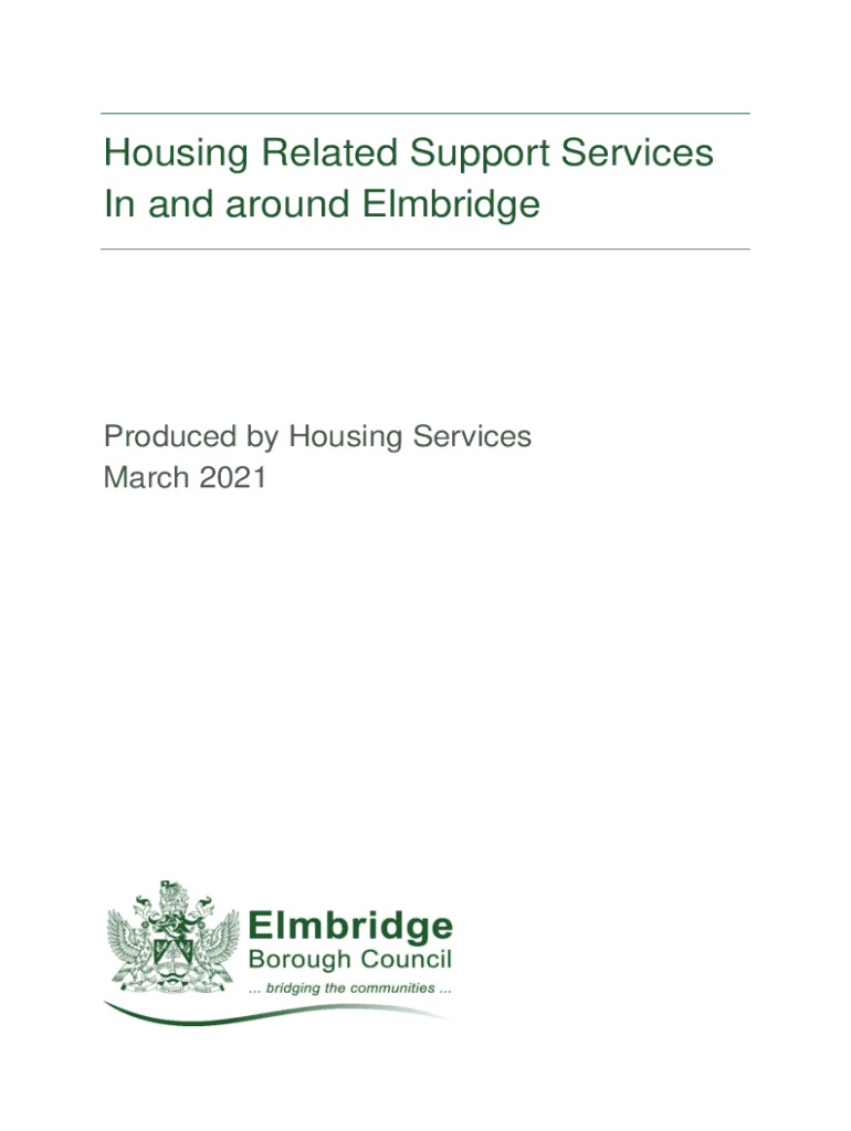 Fillable Online Housing Related Support Services in and around ...