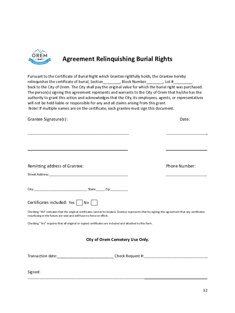 Fillable Online Transfer-of-certificate-of-Burial-Right-Agreement ...