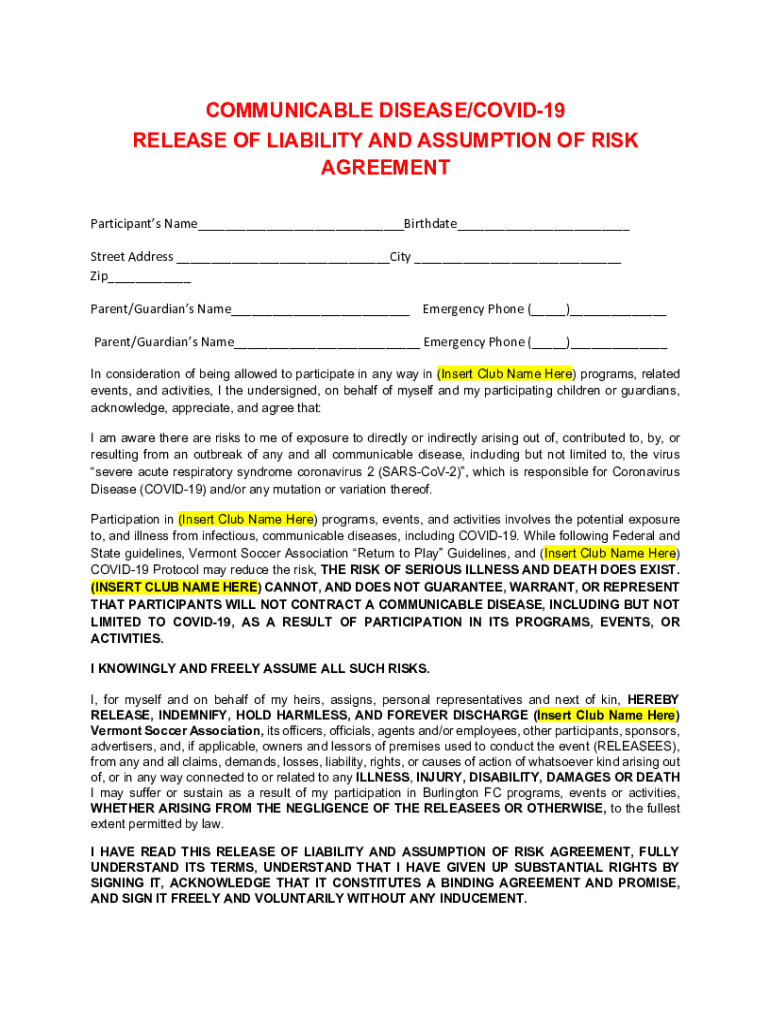 Fillable Online DRAFT COVID19 WAIVER TEMPLATE.docx Fax Email Print ...