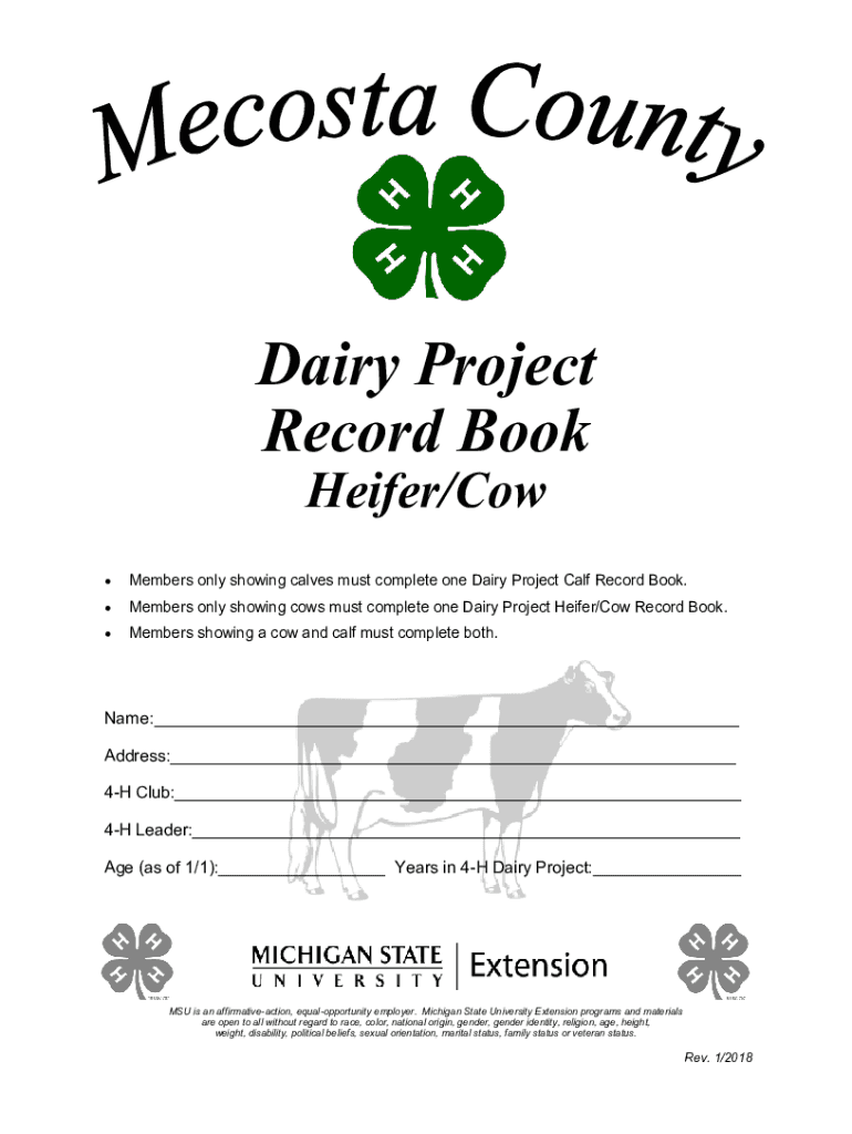 Fillable Online Cow Record Cards: History Cards for Heifers, Cows ...