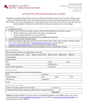 Fillable Online application for vending machine licenses Fax Email ...