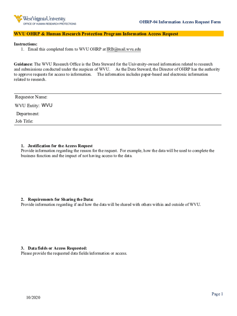 Fillable Online OHRP-04 OHRP Information Access Request Form.docx Fax ...